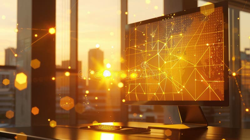 The Image Shows a Desktop Computer with a Large Display Stock Image ...