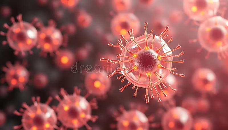 Microscopic Viral Cell Cluster Stock Illustration - Illustration of ...