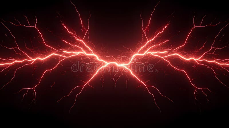 The Image Shows a Digital Rendering of Red Lightning Bolts Branching ...