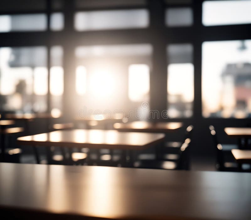 An Empty Classroom with Tables and Chairs Set Up in Rows. Stock Image ...