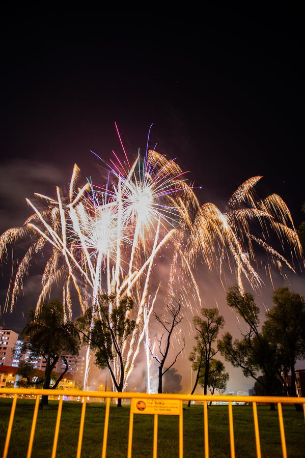 New Year Countdown Firework Display Stock Photo - Image of park ...
