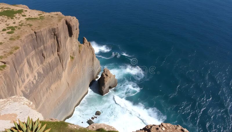 An Expansive View of the Ocean and Rugged Cliffside Landscape Stock ...