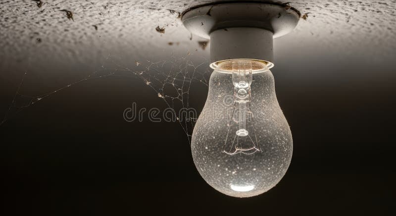 Dusty Bulb and Cobwebs Hanging from the Ceiling Stock Illustration ...