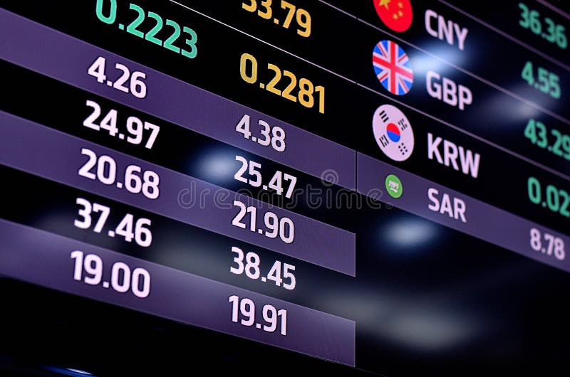 This Image Shows an Electronic Display Board Featuring Foreign Exchange ...