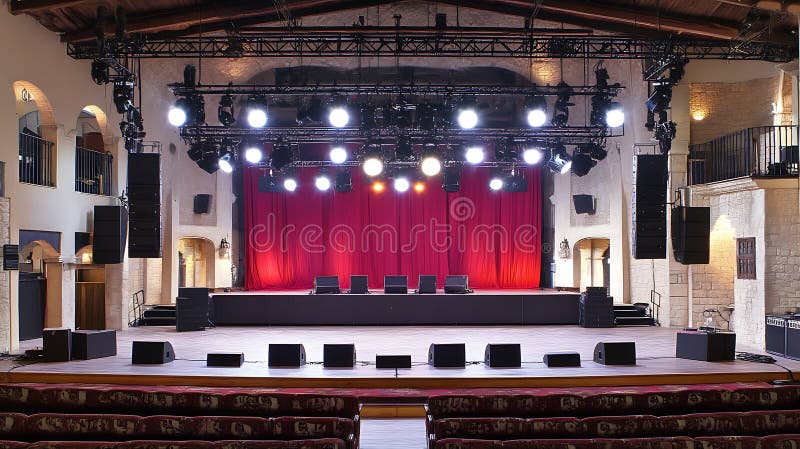 Empty Concert Hall Stage Ready for Performance Stock Photo - Image of ...