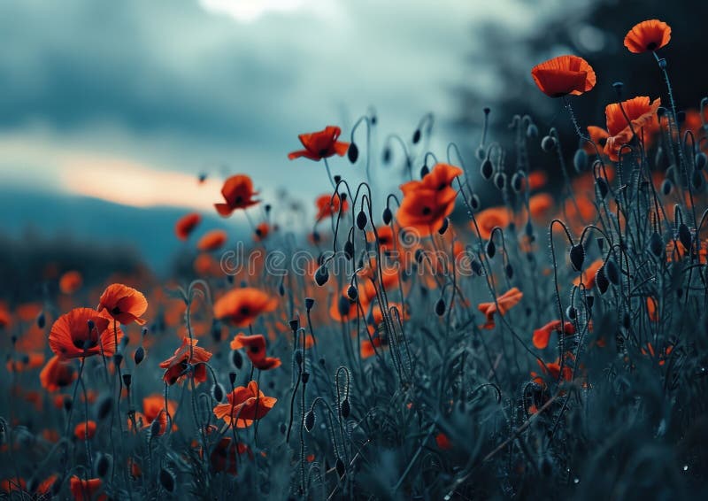 An Image Shows a Field of Red Poppies Stock Photo - Image of poppy ...