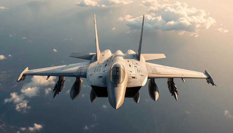 The Image Shows a Fighter Jet Flying through the Clouds. the Jet is ...