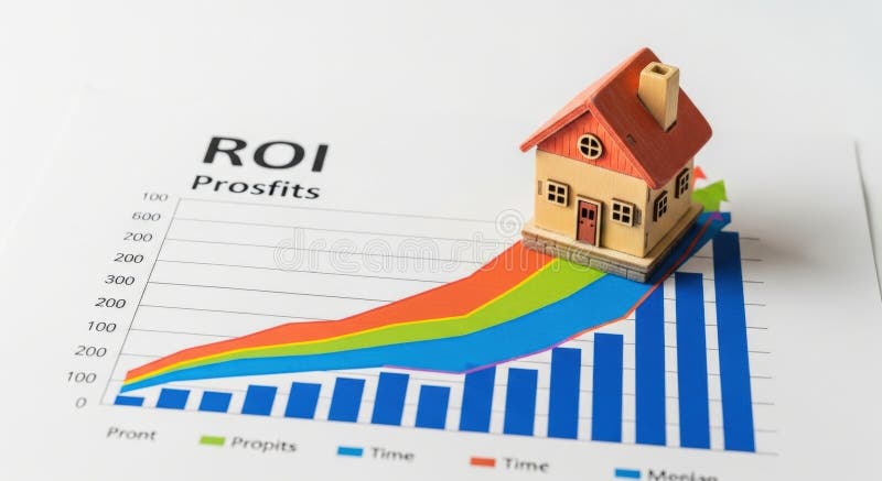 Real Estate Roi Growth Illustrated with Model House Stock Illustration ...