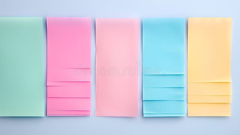 The Image Shows Five Vertical Strips of Colored Paper Arranged Side by ...