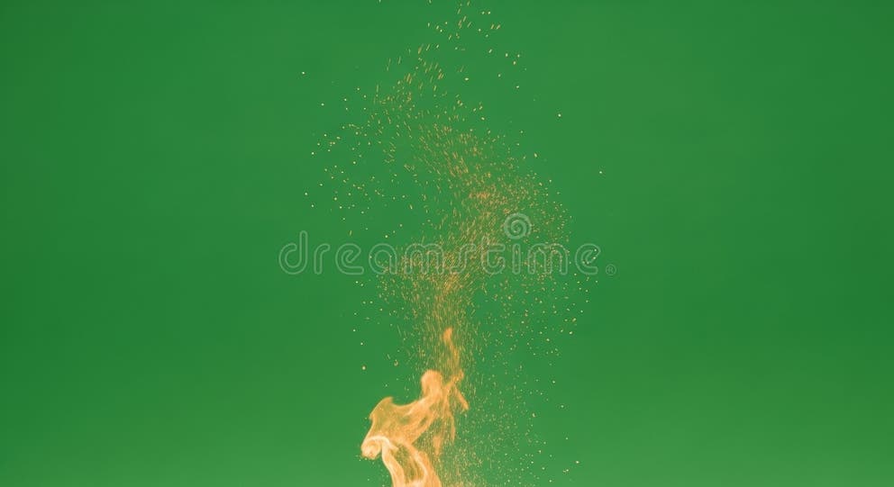 Fire with Sparks on Green Screen Background Stock Illustration ...