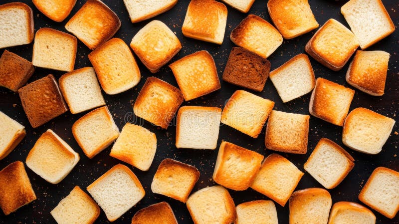 A Flat Lay of Toasted Bread Slices on a Dark Surface. Stock Photo ...