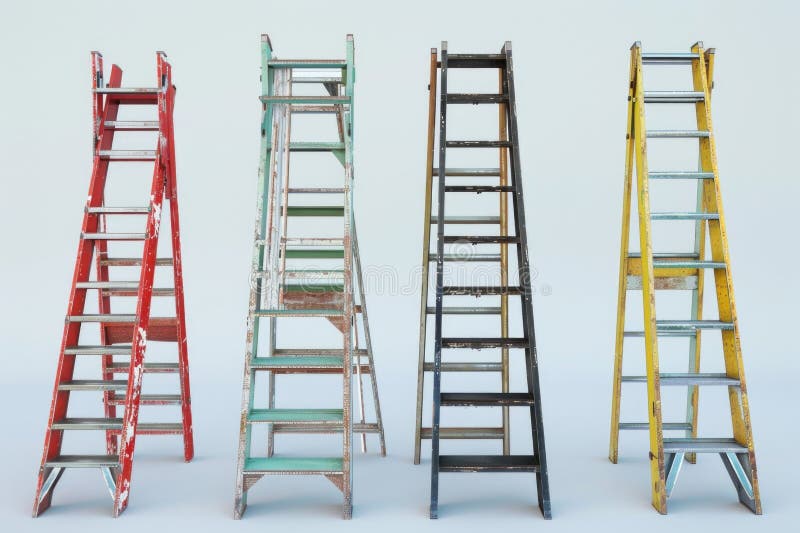 Image Shows Four Ladders Placed Next To Each Other, Possibly for ...