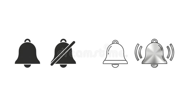 Notification Bell Icons: on, Off, Outline, and Ringing, Ai Generated ...
