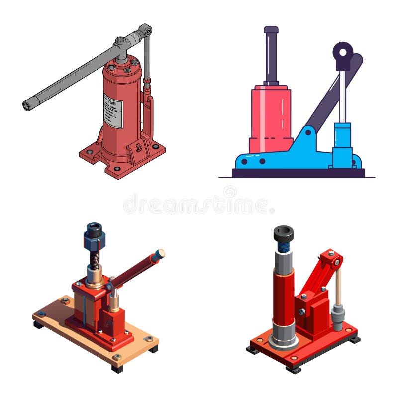 Industrial Hydraulic Jack Tools for Mechanical Use. Stock Vector ...