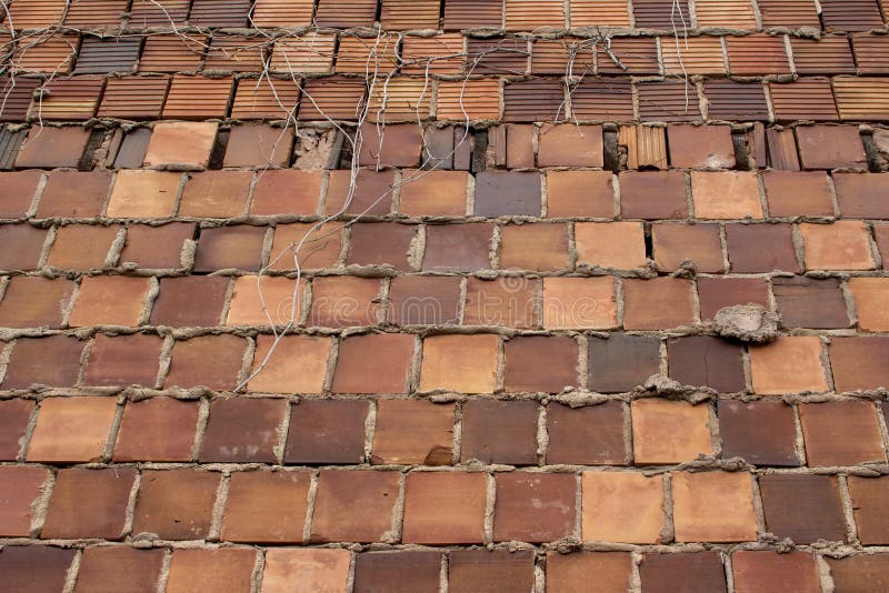 Grungy Brown Antique Exterior Tile Brick Wall Texture Background Stock ...