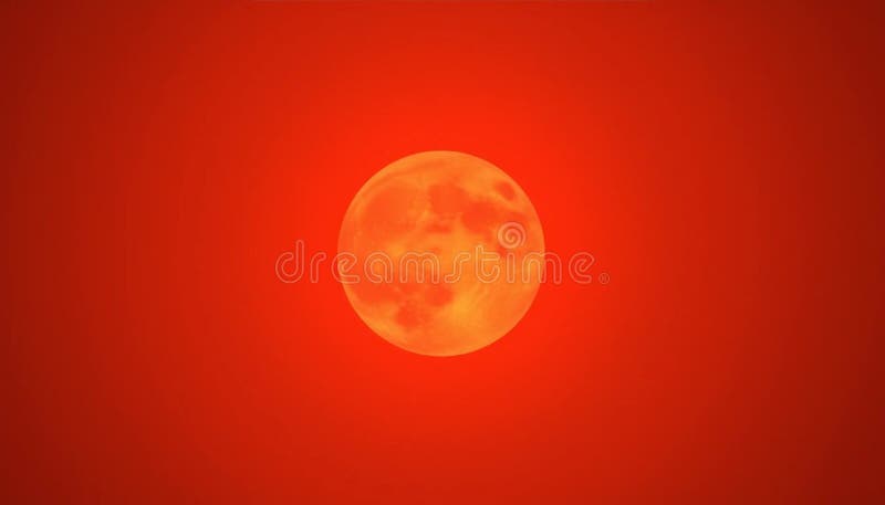 The Image Shows a Full Moon with a Striking Red Hue Against a Red ...