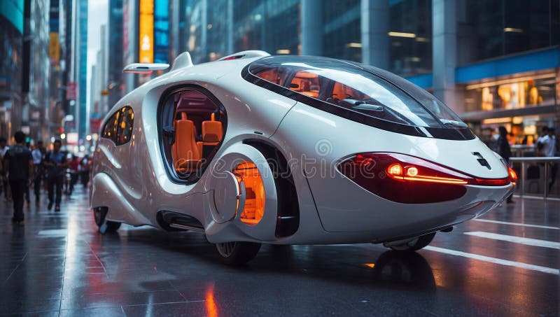 Futuristic Mean of Public Transportation in Ultra Modern Megapolis City ...