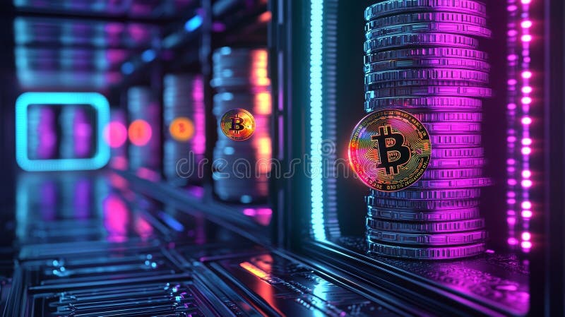 Bitcoin Mining stock illustration. Illustration of digital - 335082607