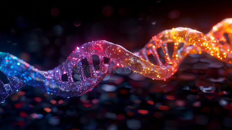 The Image Shows a Glowing, Multi-colored Double Helix Representing DNA ...