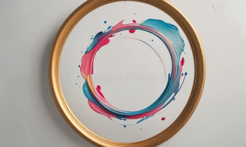 Gold-framed Oval Art Piece Features Vibrant Abstract Design Circle with ...