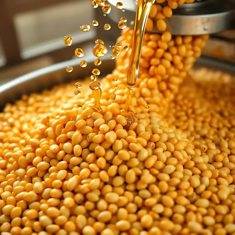 Soybeans Being Processed into Soybean Oil Stock Illustration ...