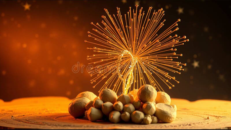 Golden Dandelion and Spheres Generated Stock Illustration ...