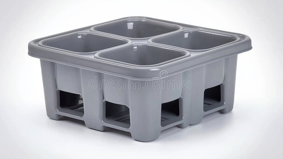 A Gray Plastic Storage Container with Four Compartments. Stock Photo ...