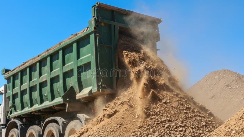 Dump Truck Unloading Gravel Stock Illustration - Illustration of wall ...