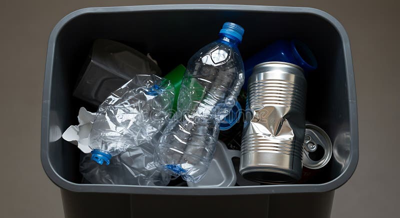 Recycled Materials in a Bin Stock Illustration - Illustration of reduce ...