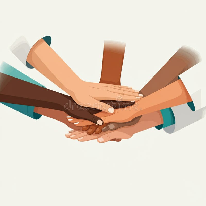 AI-Generated Image: Diverse Hands Stacked Together, Signifying Unity ...
