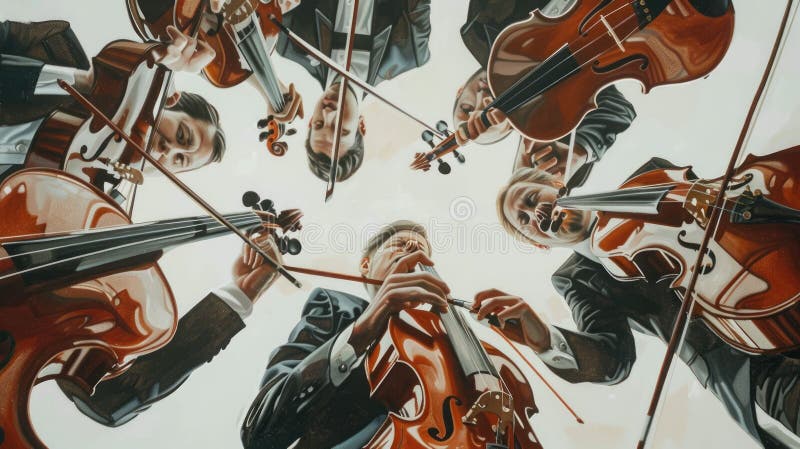 The Image Shows a Group of Musicians Playing String Instruments Stock ...