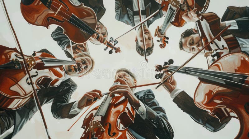 The Image Shows a Group of Musicians Playing String Instruments Stock ...