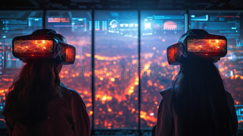 The Image Shows a Group of People Wearing Augmented Reality Glasses ...