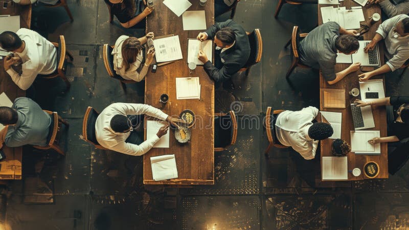 The Image Shows a Group of People Working in a Busy Office. they are ...