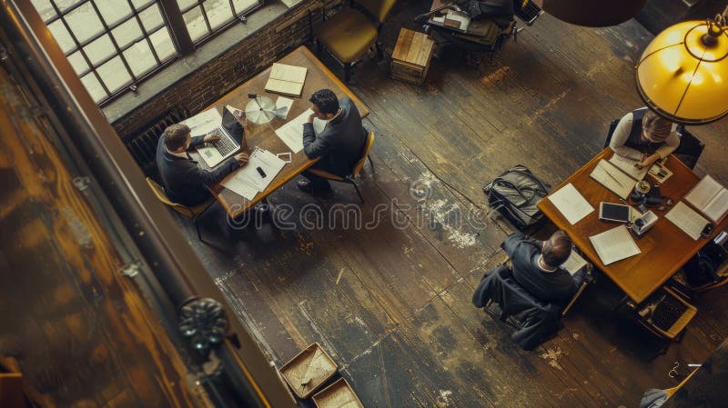 The Image Shows a Group of People Working in a Busy Office Stock Photo ...