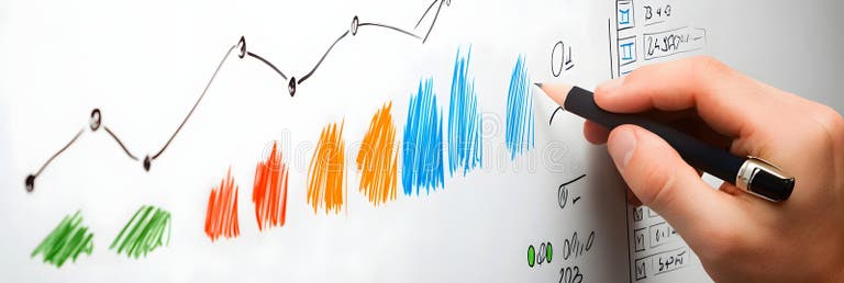 Hand Holding Pen Drawing Line Graph Stock Illustration - Illustration ...