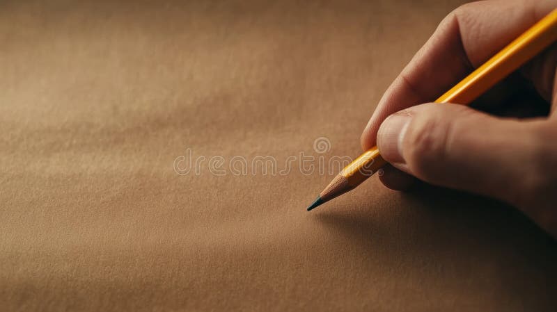 A Hand Holding a Yellow Pencil. Stock Image - Image of bottom ...