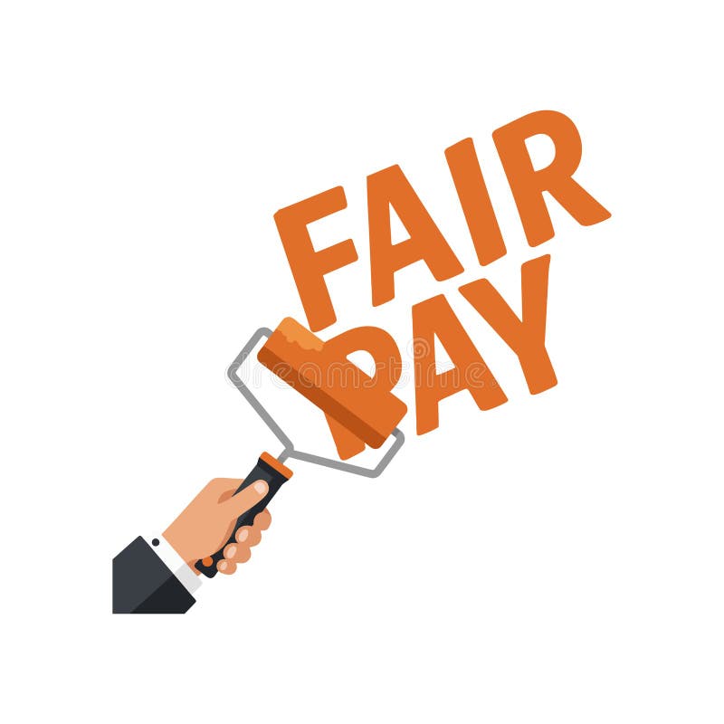 Hand Holding Paint Roller with Fair Pay Text in Orange Vector ...