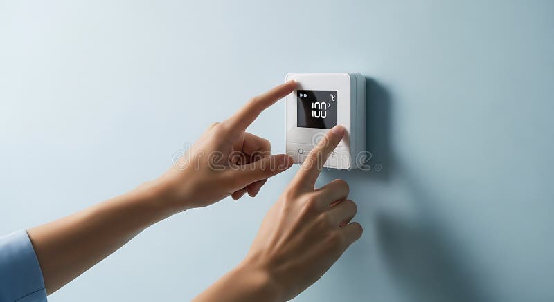 Smart Thermostat Control stock photo. Image of clean - 384319878