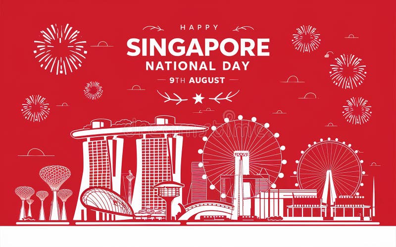 The Image Shows a Happy Singapore National Day 9TH August. Generative ...
