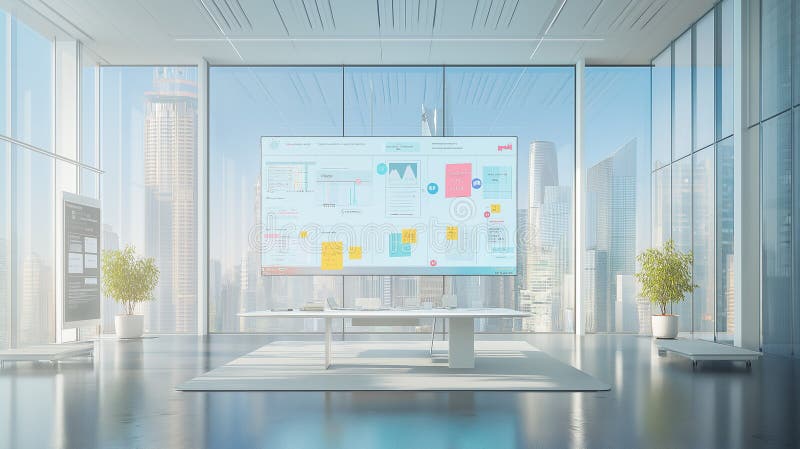 Cutting-Edge Futuristic Office with Interactive Virtual Whiteboards ...