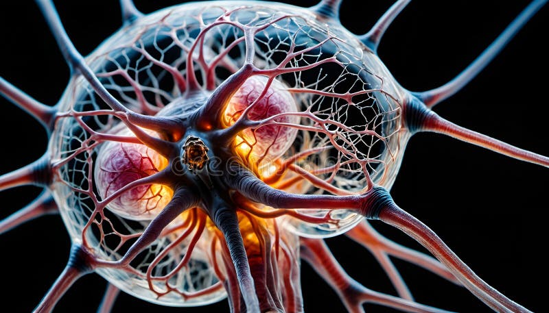 Detailed Neuron Structure Illustration Glowing Connections Vibrant ...