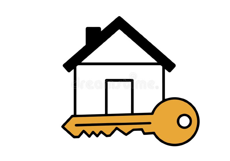 House and key clipart. stock illustration. Illustration of black ...