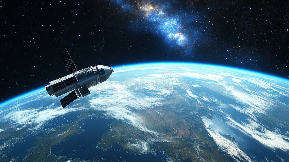This Image Shows Hubble Space Telescope in Orbit Above the Earth. NASA ...