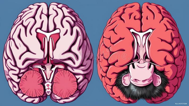 The Image Shows a Human Brain and a Chimpanzee Brain Stock Illustration ...