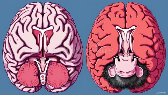 The Image Shows a Human Brain and a Chimpanzee Brain Stock Illustration ...