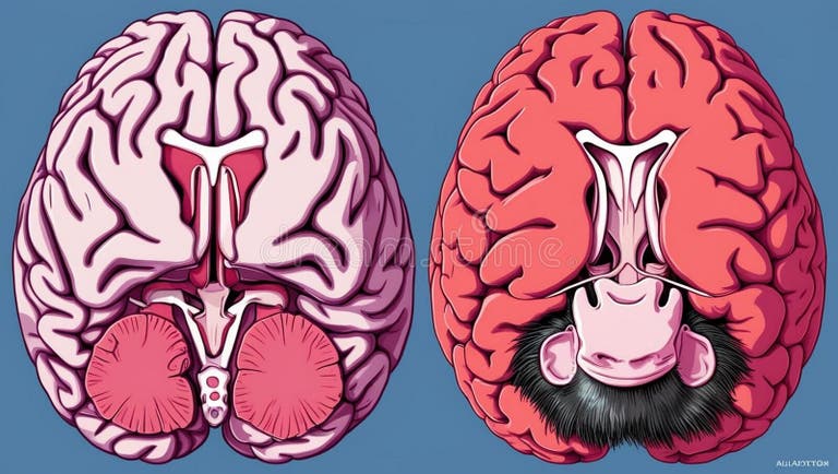 The Image Shows a Human Brain and a Chimpanzee Brain Stock Illustration ...
