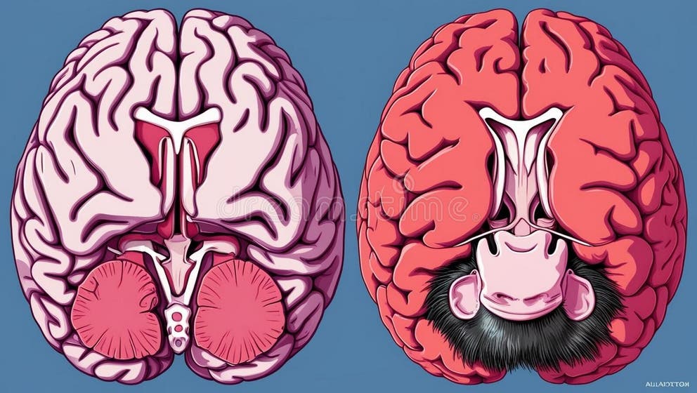 The Image Shows a Human Brain and a Chimpanzee Brain Stock Illustration ...