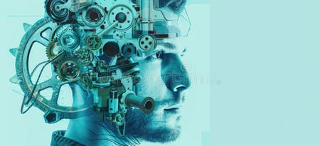 The Image Shows a Human Head with a Clockwork Mechanism Inside Stock ...