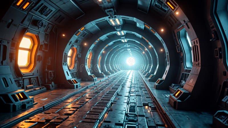 The Image Shows the Interior of a Spaceship or Space Station Stock ...